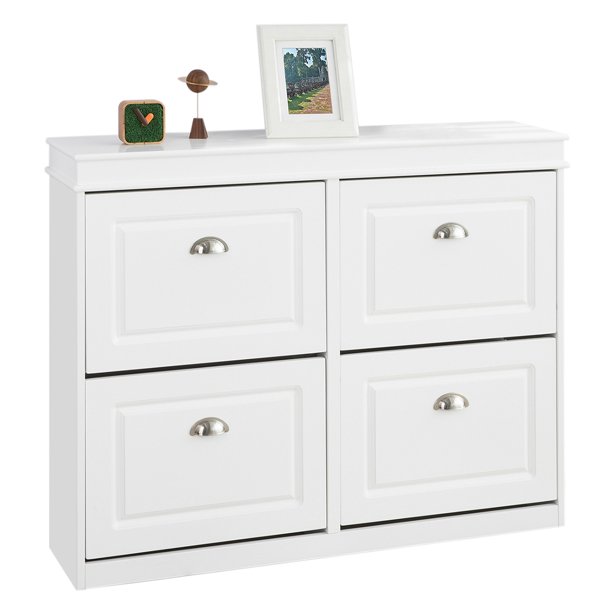 Haotian FSR79-W, White Storage Bench with 4 Drawers & Padded Seat ...