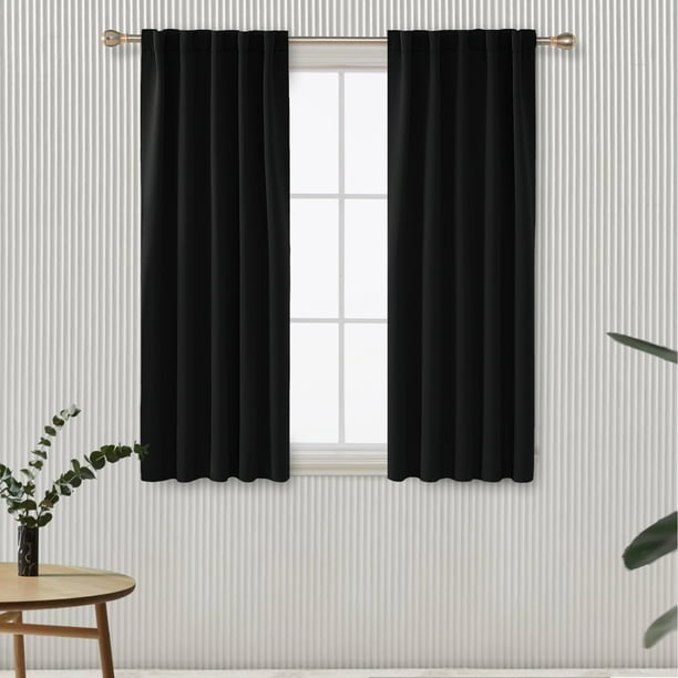 Deconovo Black Blackout Curtains For Living Room Rod Pocket And Back