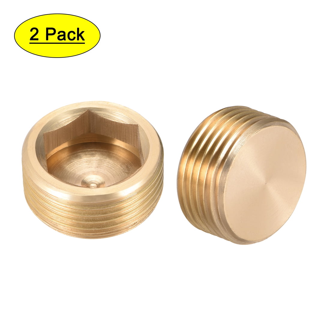 Brass Pipe Fitting, Hex Counter Sunk Plug, 3/4 Inch G Male Pipe 2pcs ...
