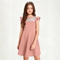 Antinious Girls Solid Ruffle Sleeve Round Neck Patchwork Comfortable ...