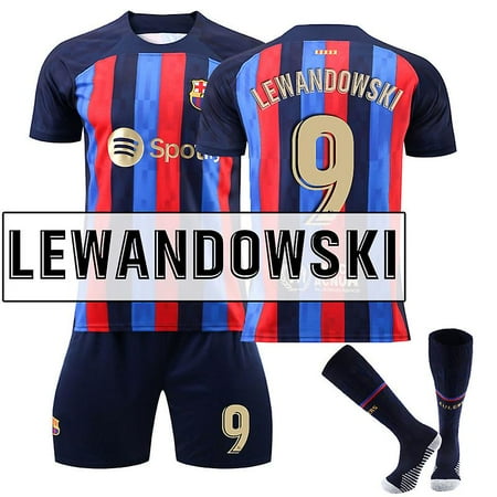 Fc Barcelona Home Kit 2022/2023 Lewandowski No.9 Soccer Jersey 3-pieces ...