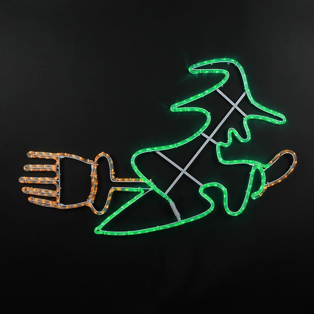 Novelty Lights LED Green and Orange Halloween Witch Rope Light Motif ...