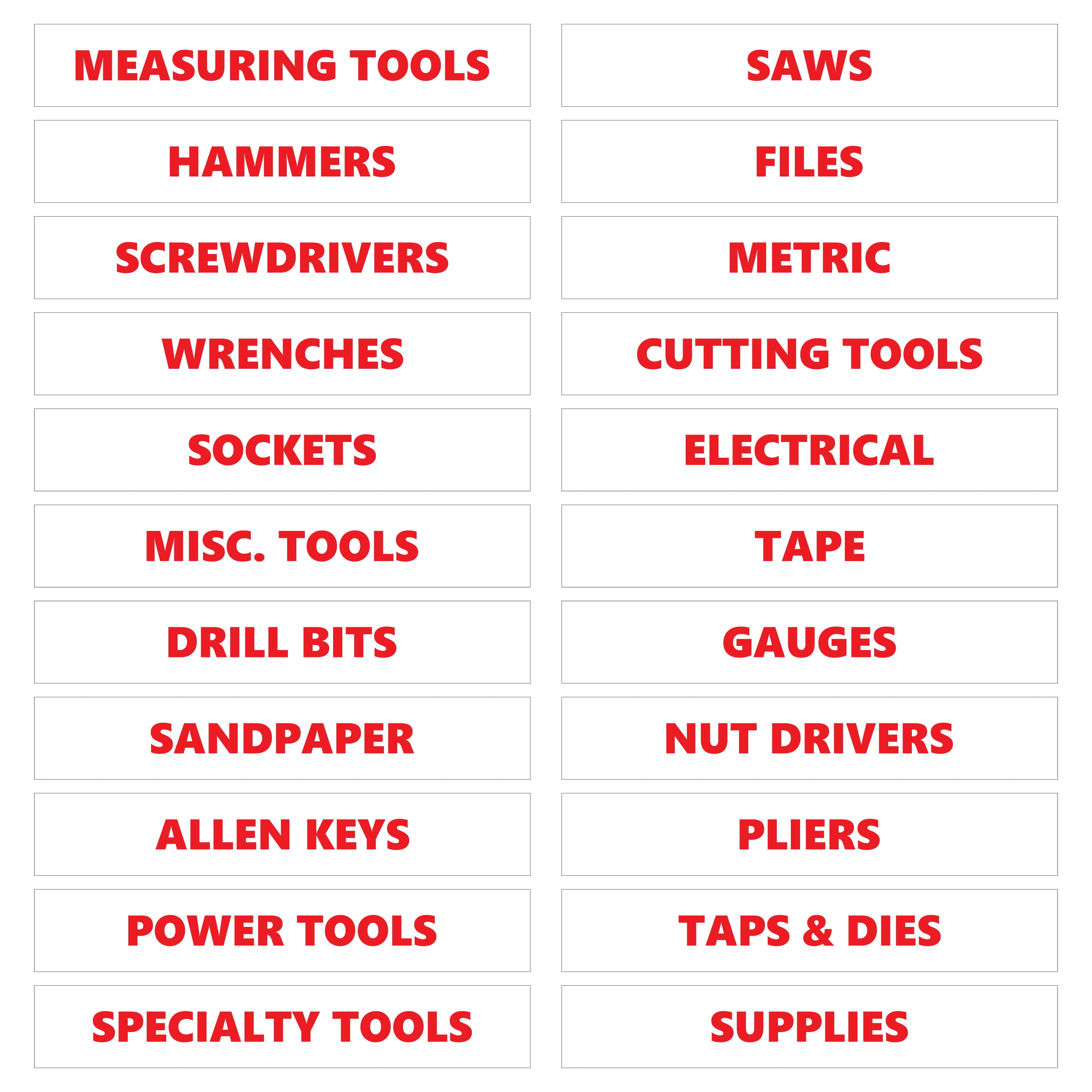 Toolbox Organizational Magnetic Labels by DCM Solutions (Red Inverted ...
