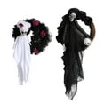 Fridja Halloween Door Wreath Of Horror Roses Hanging On The White Ghost ...