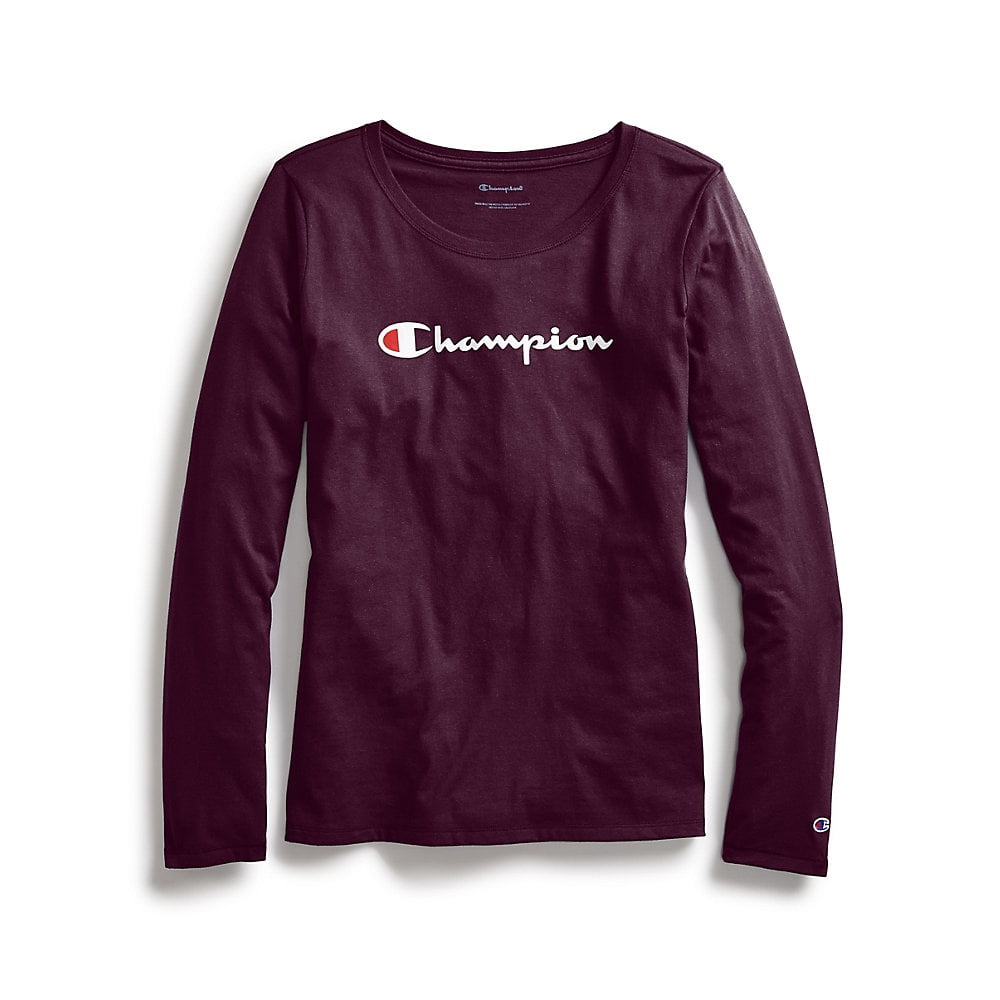 Champion - Champion Women Classic Long-Sleeve Tee, Script Logo, XL ...