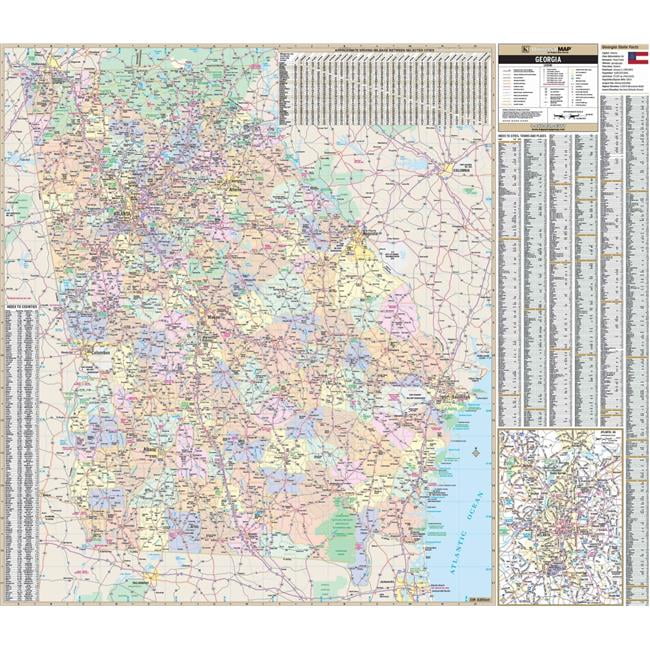 Univarsal 911640910005-62x54-LAM 62 x 54 in. Georgia State Wall Map ...