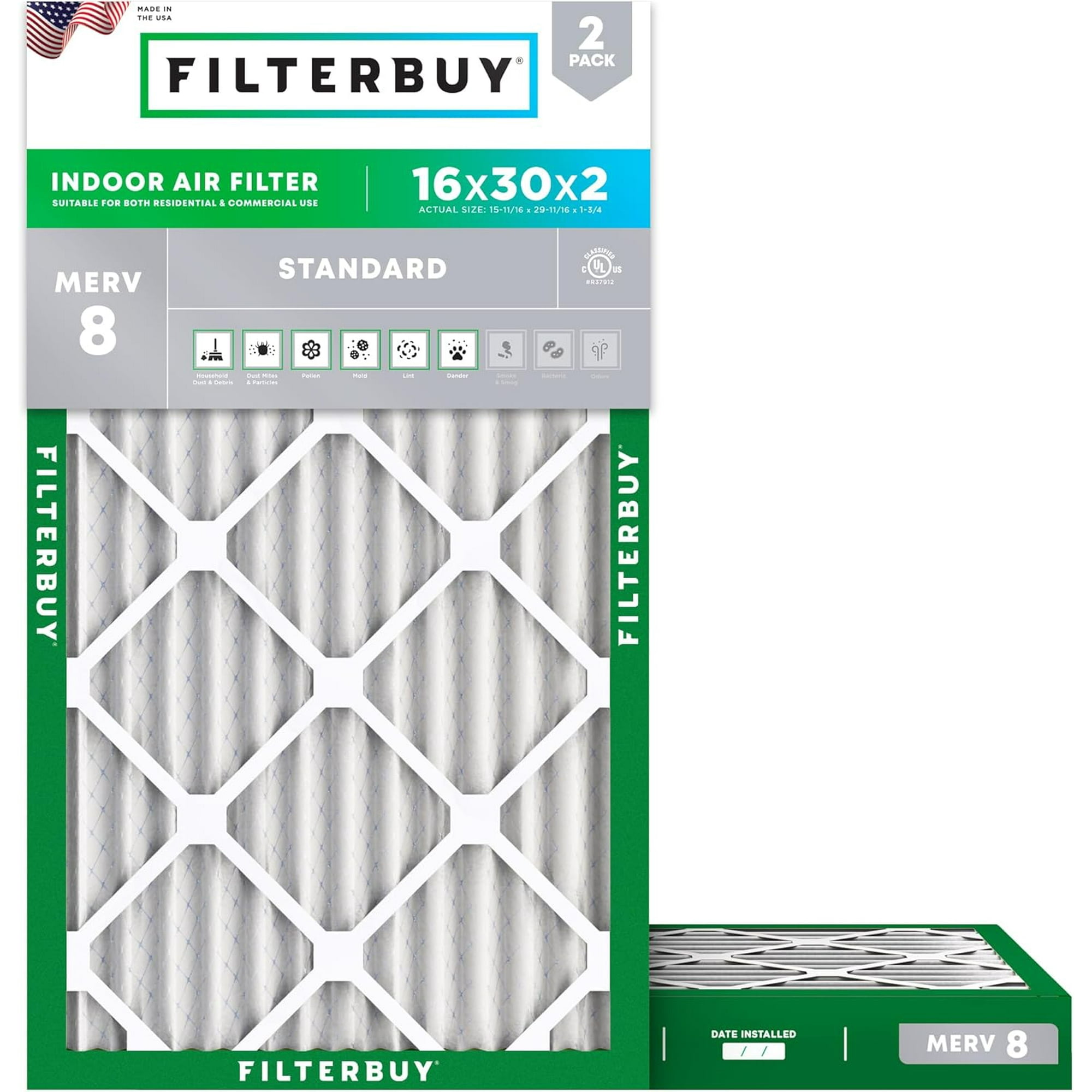 Click here for Filterbuy 16x30x2 Merv 8 (Mpr 600) Dust Defense  P... prices