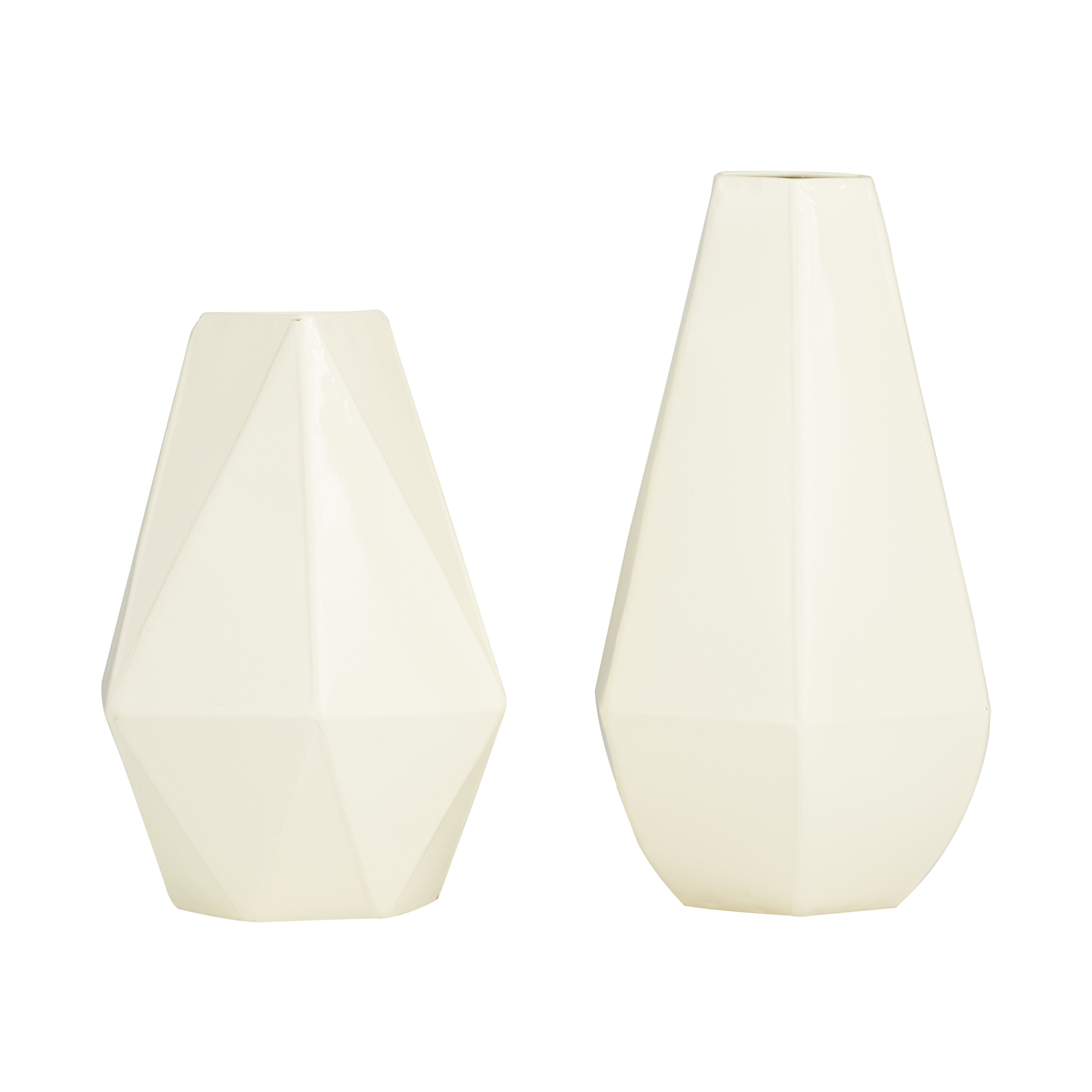 CosmoLiving by Cosmopolitan 12", 10"H Geometric Cream Metal Vase, Set ...