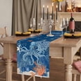 Blue Coastal Octopus Burlap Cotton Table Runner 13x72 Inches Long ...