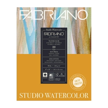 Fabriano Studio Watercolor Pad, Hot-Press, 11in x 14in, 90 lb., 20 ...