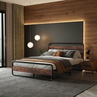 Platform Bed Frame, Queen Bed Frame with Headboard, Heavy Duty Fabric ...