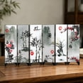 XIBUFE 2026 New 6-Panel Flower Bamboo Screen Room Divider Wood Folding ...