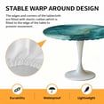 Abstract Marble Round Fitted Tablecloth with Elastic Edge, Dark Green ...