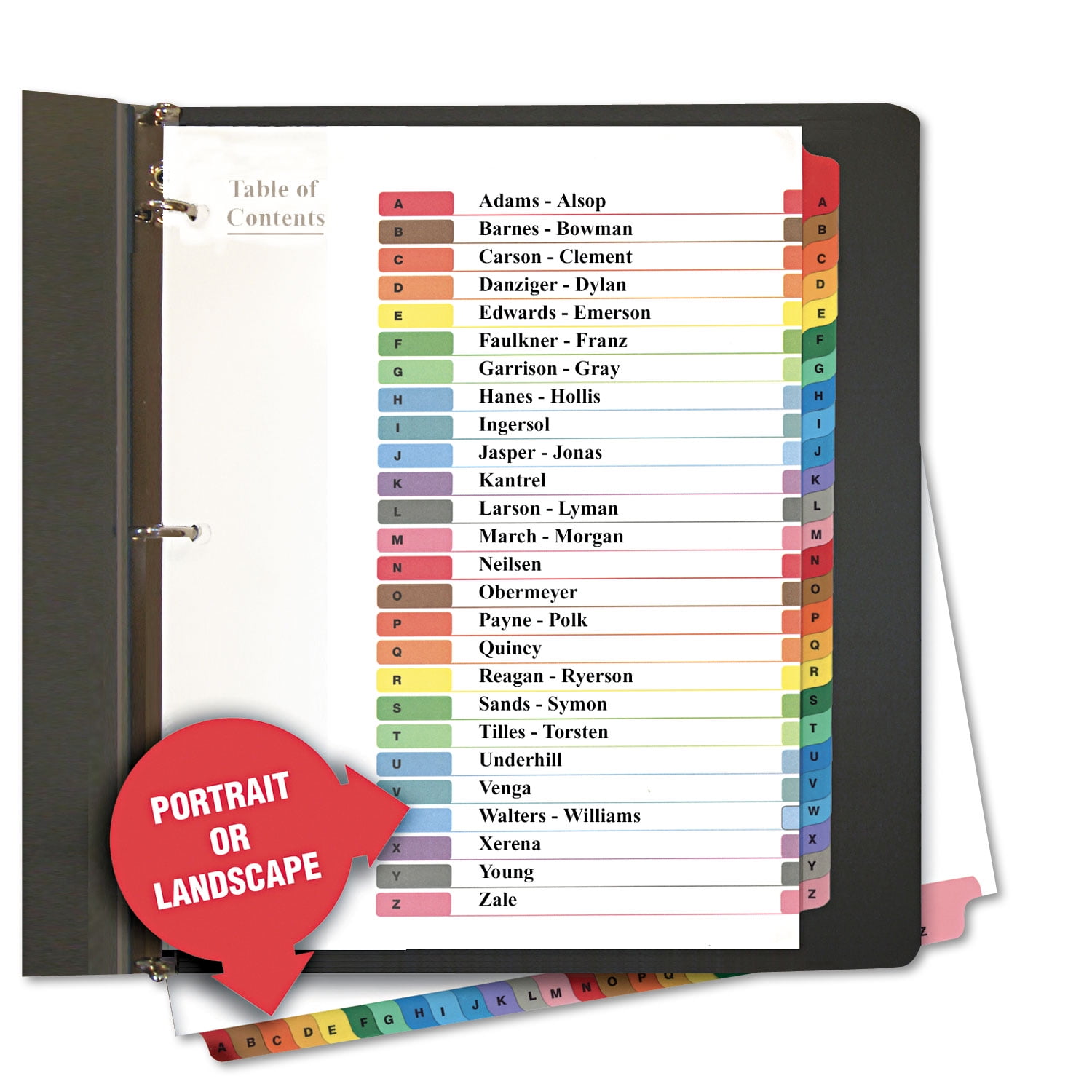 Deluxe Table Of Contents Dividers For Printers, 26-Tab, A To Z, 11 X 8. ...