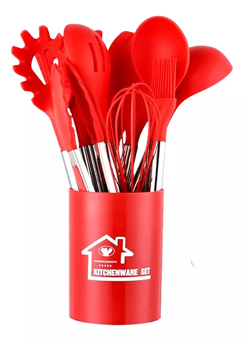 Juego De Cucharones De Silicona Y Acero Inoxidable KITCHENES 12 piezas ...