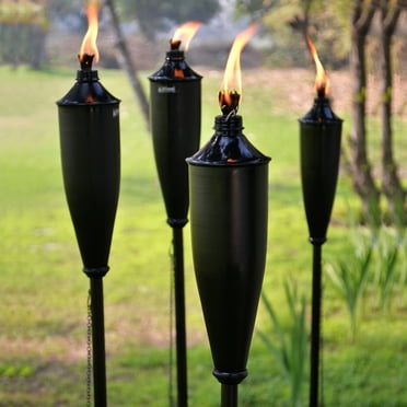 Deco Window 60” Large Flame Garden Torch Set of 2 Metal Outdoor ...