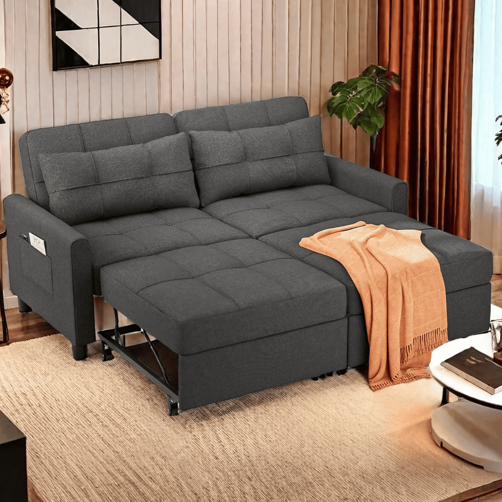 Lofka Sofa Bed Convertible Sleeper Sofa Couch for Home Furniture and Small Space Gray