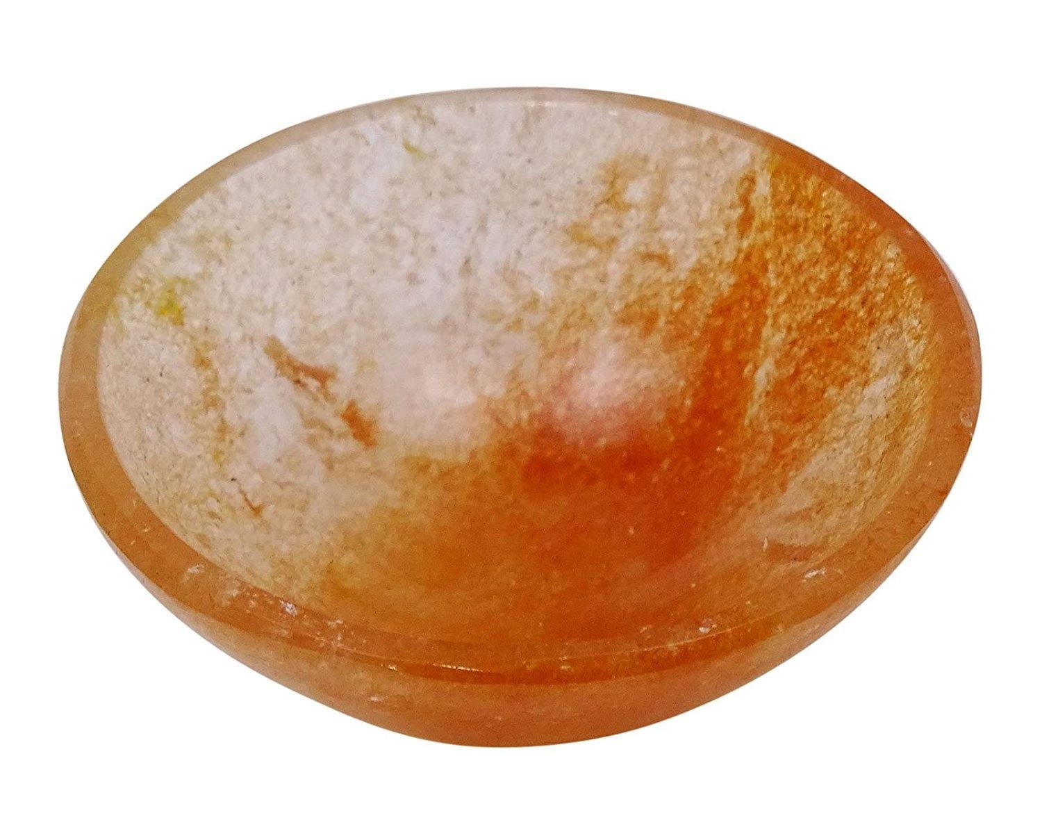 Harmonize Orange Hand Carved Chalcedony Stone Bowl Energy Generator ...