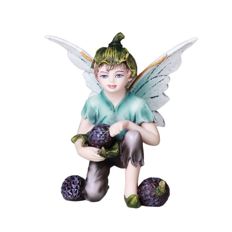 Pacific Giftware Fairy Garden Flower Boy Fairy with Blue Berries ...