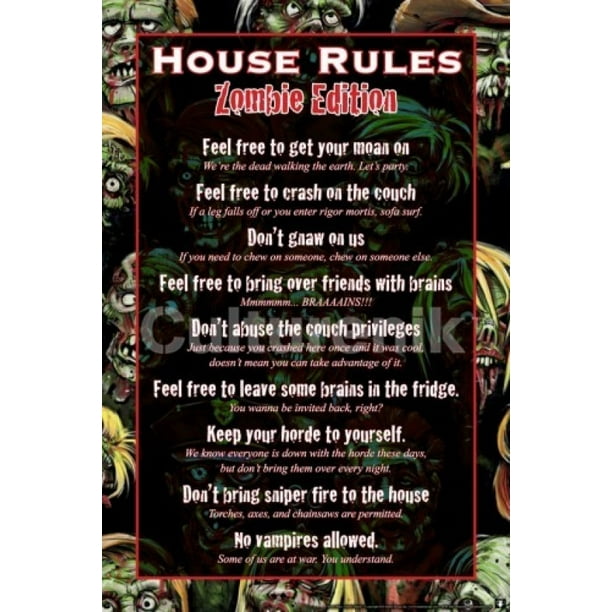 House Rules - Zombie Laminated Poster (36 X 24) - Walmart.ca