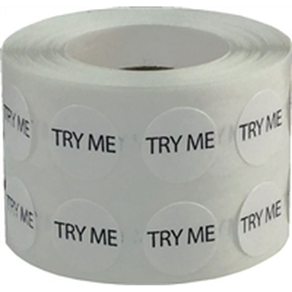 White Try Me Stickers, 1/2 Inch Round, 1000 Labels on a Roll - Walmart ...