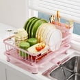 Pink Stainless Steel Dish Drying Rack with Drip Tray for Kitchen ...