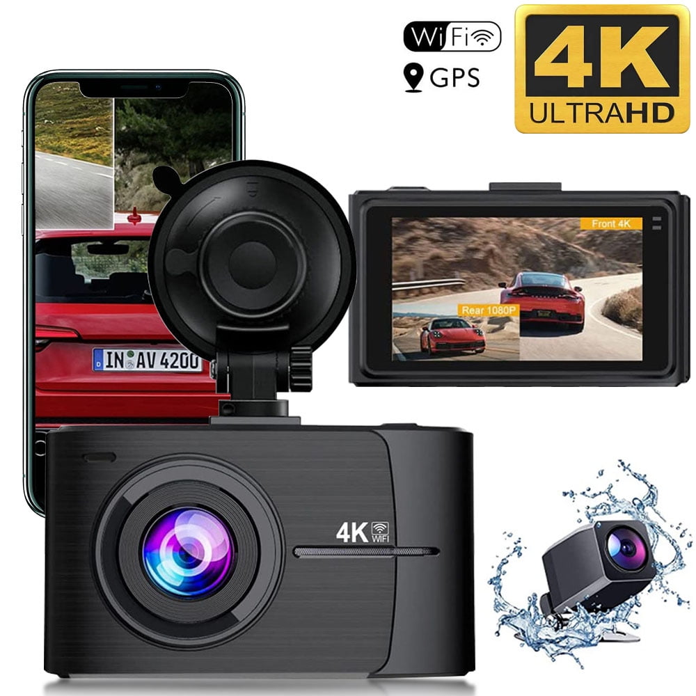 4K Dash Cam, Built-in Wifi GPS Front & Rear 1080P Dual Dash Camera for ...