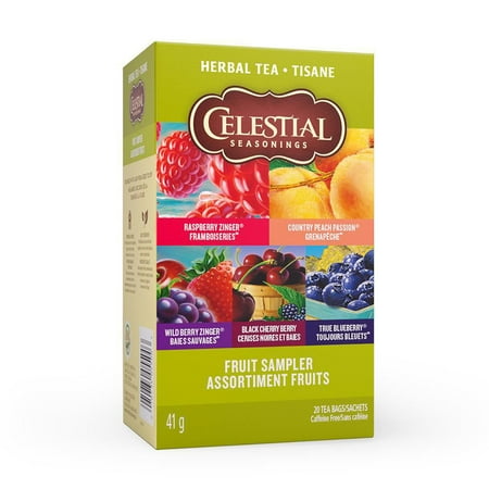 Celestial Seasonings Herbal Tea Fruit Sampler, 20 Count Box, Herbal ...