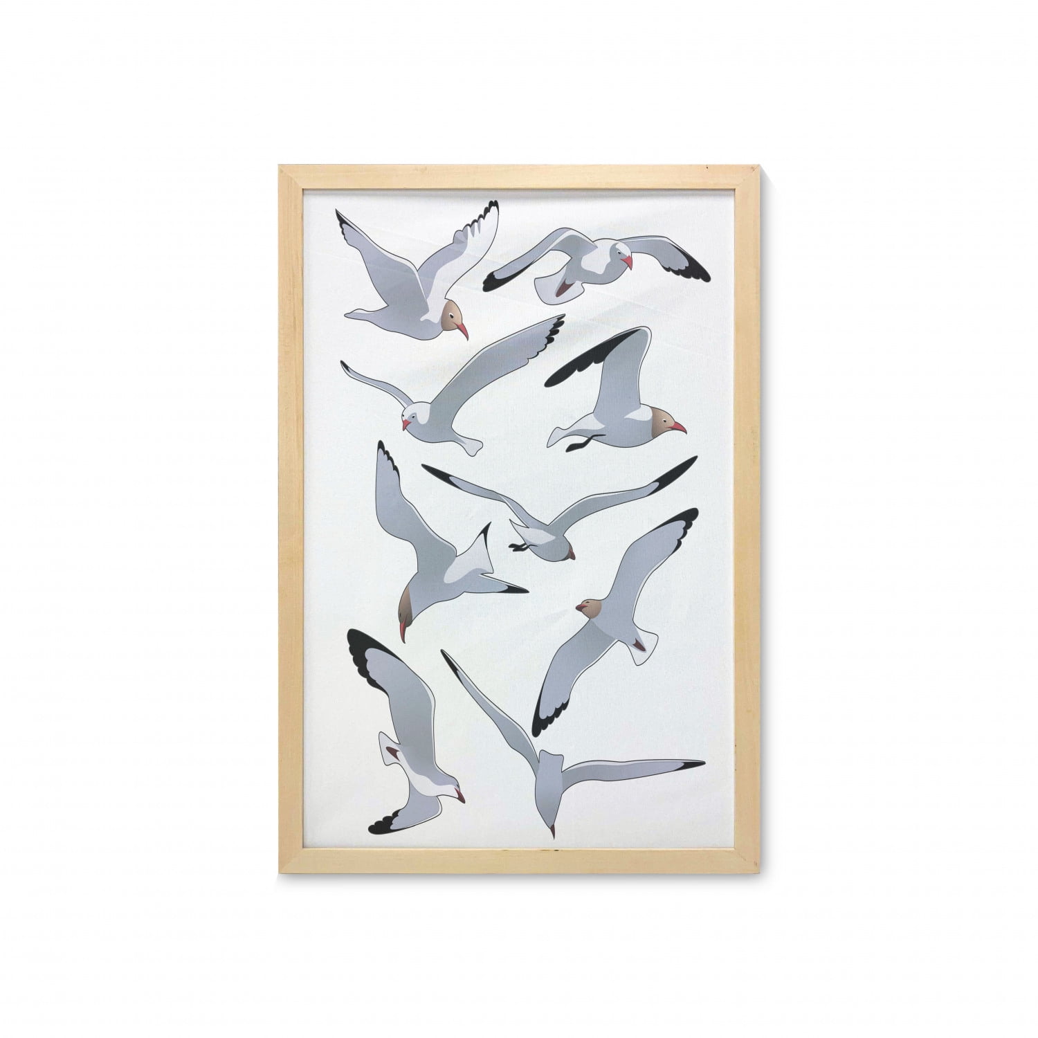 Seagulls Wall Art with Frame, Seagulls in Flight Facing Different ...