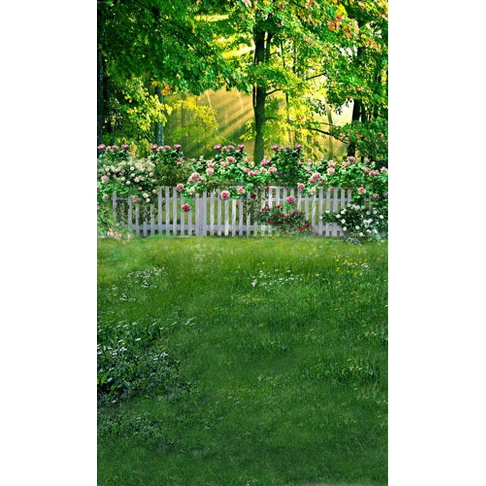 ABPHOTO Polyester Outdoor Green Tree Fence Flowers Forest Sunshine In ...