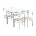 SamyoHome Glass Dining Table Set with 4 Chairs, 5 Pieces Set Metal ... SamyoHome Glass Dining Table Set with 4 Chairs, 5 Pieces Set Metal ...