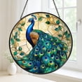 Artistic Peacock Pattern Glass Suncatcher – Decorative Window Art ...