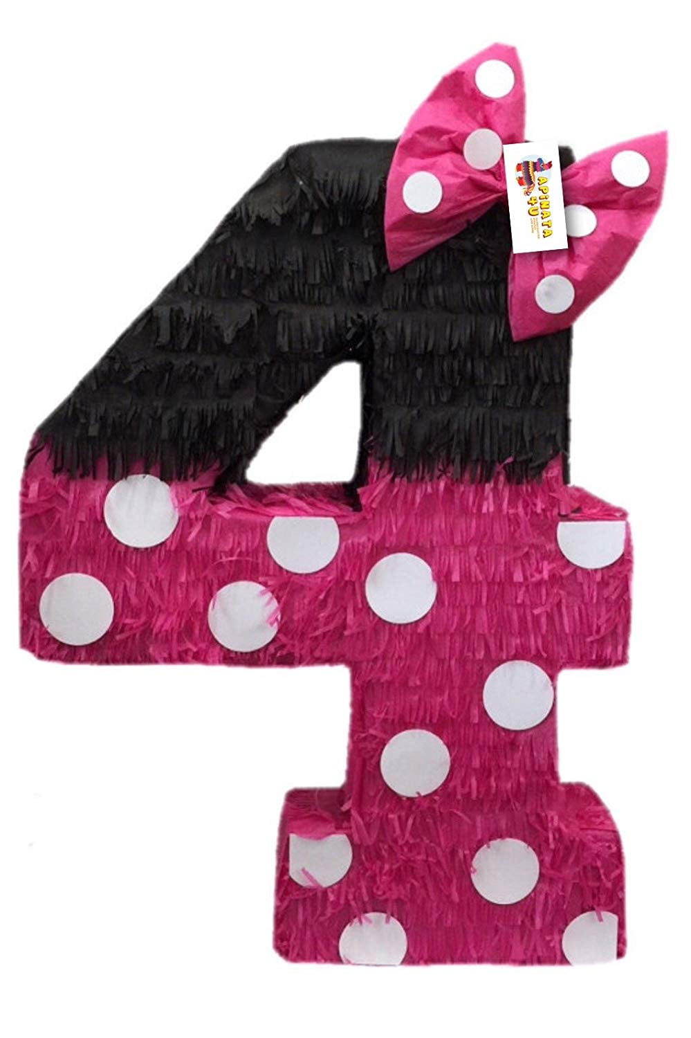 APINATA4U Hot Pink & Black Number Four Pinata 20" Tall - Walmart.com