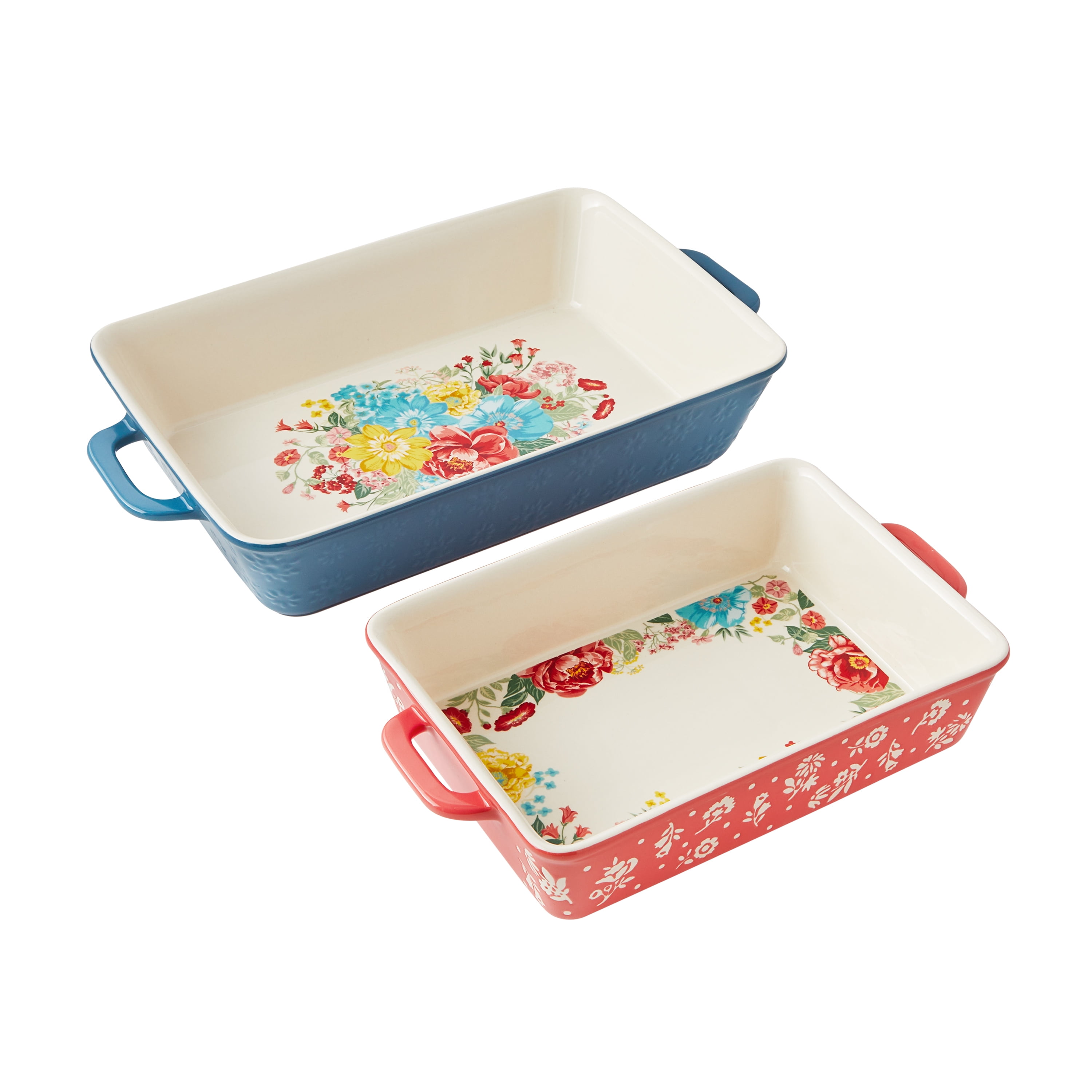 The Pioneer Woman Fancy Flourish 2-Piece Rectangular Ceramic Baker Set ...