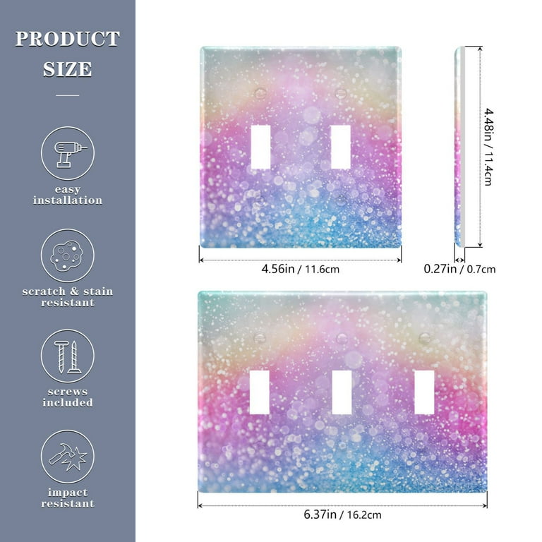 Glitter Light Switch Cover Rainbow AIEX 2 Pcs Bling Light Switch