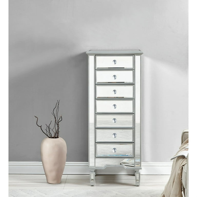 Elegant Decor MF6 1047S Lingerie Chest 7 Drawers Paint Antique Silver