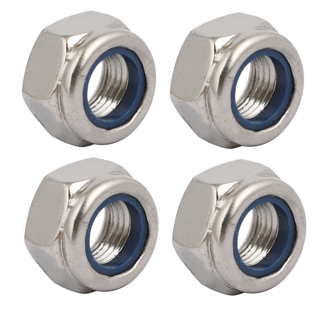4pcs M12 x 1.25mm Pitch Metric Fine Thread 304 Stainless Steel Hex Lock ...