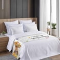 Cows Bed Runner King Size Watercolor Spring Yellow Purple Pink Floral ...