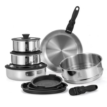 Camco Stainless Steel Nesting Cookware Set- Non Stick Pans and Pots ...