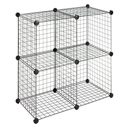 Whitmor Storage Cubes - Stackable Interlocking Wire Shelves -Black (Set ...