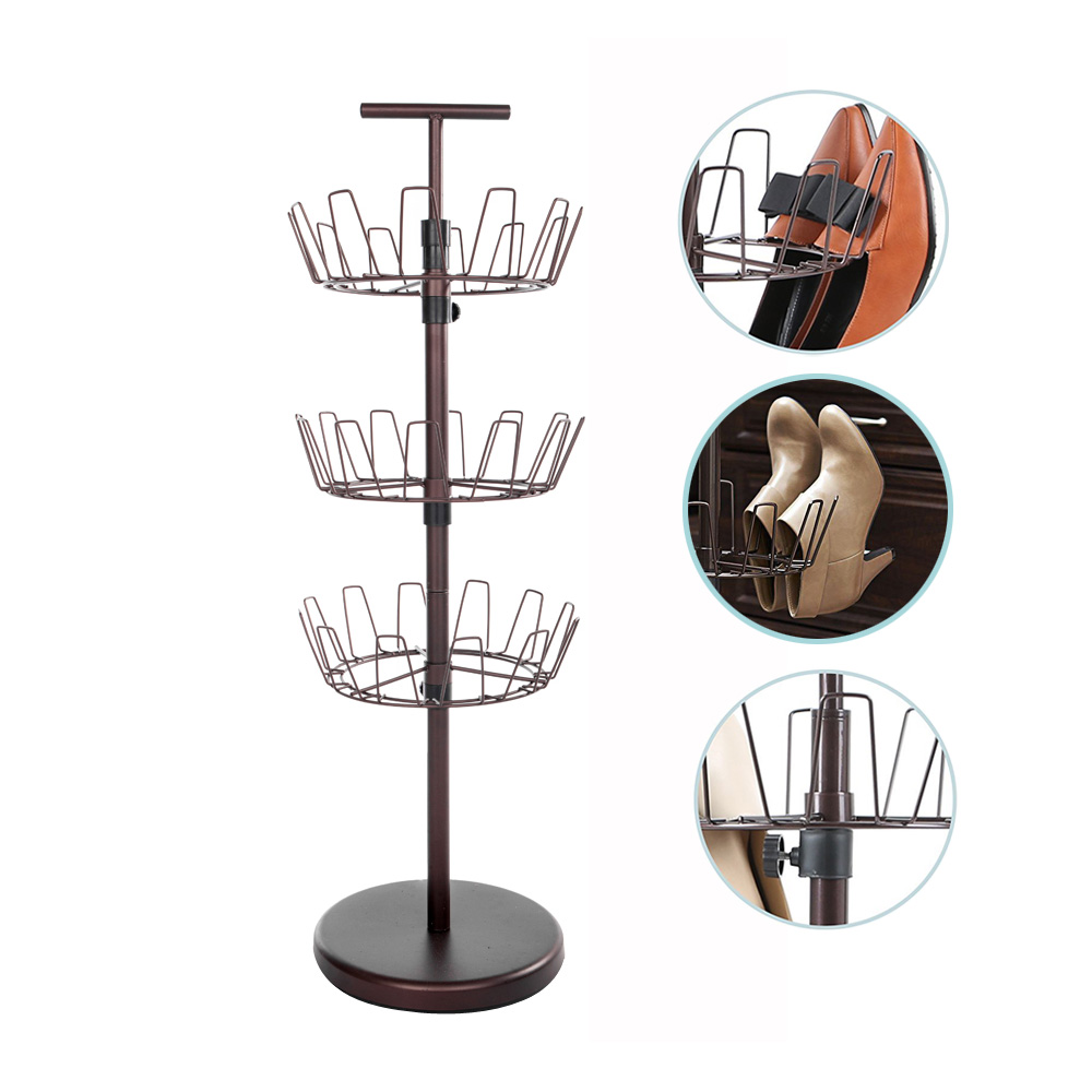 Ktaxon Metal Shoe Tree Organizer Stand Rotating Rack 18-Pair Vertical ...