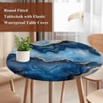 Abstract Gradient Blue Marble Texture Round Fitted Tablecloth with ...