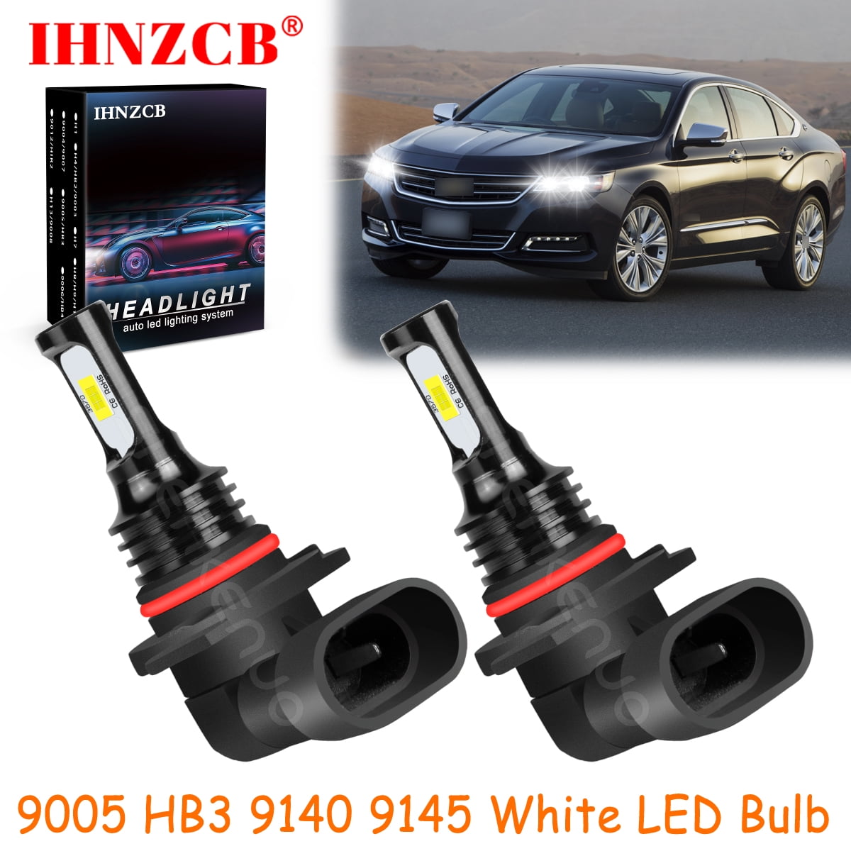 IHNZCB for Chevy Impala 2016-2018 White Led Headlights Bulb High Low ...