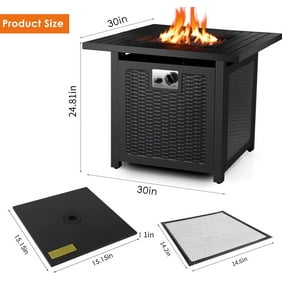 Layton Outdoor 32 Inch Square Fire Pit - 40,000 BTU, Brown - Walmart ...