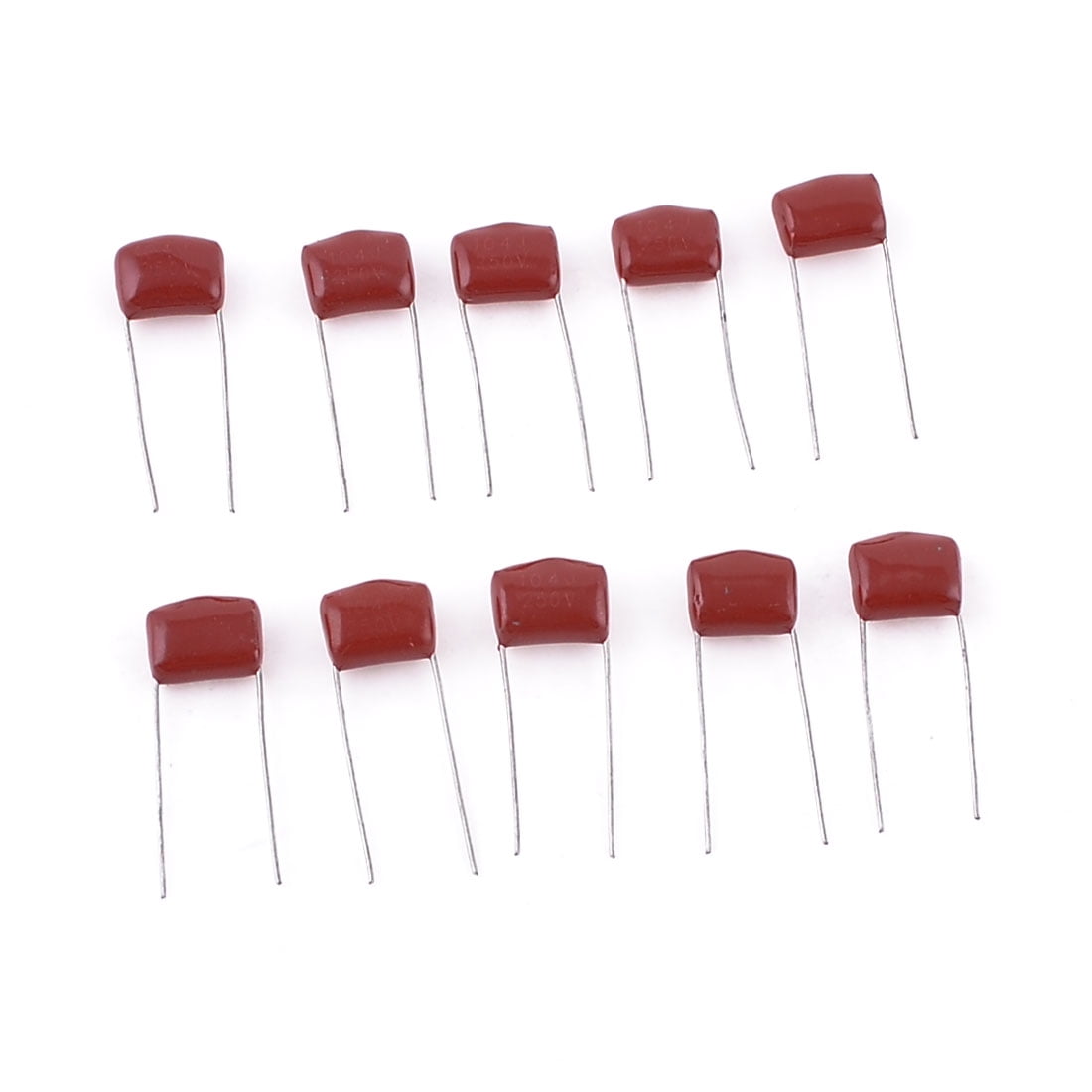 Unique Bargains 10pcs 250V 0.1uF 2 Terminals Rectangle Polyester Film ...