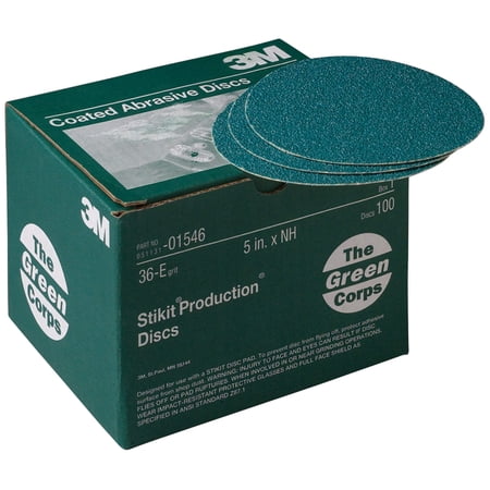 3M Green Corps Stikit Production Disc, 01546, 5 in, 36 grit, 100 discs ...