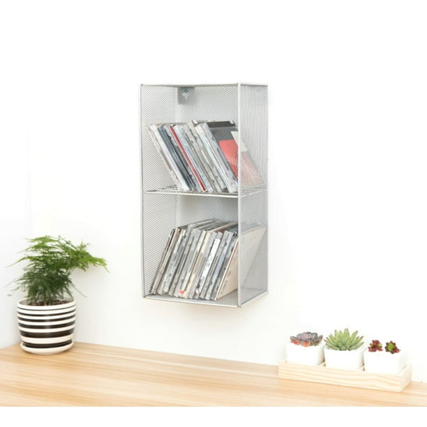 Pro Space Wall Mount CD Holder DVD Storage Box Metal Mesh Book Rack, 2 ...