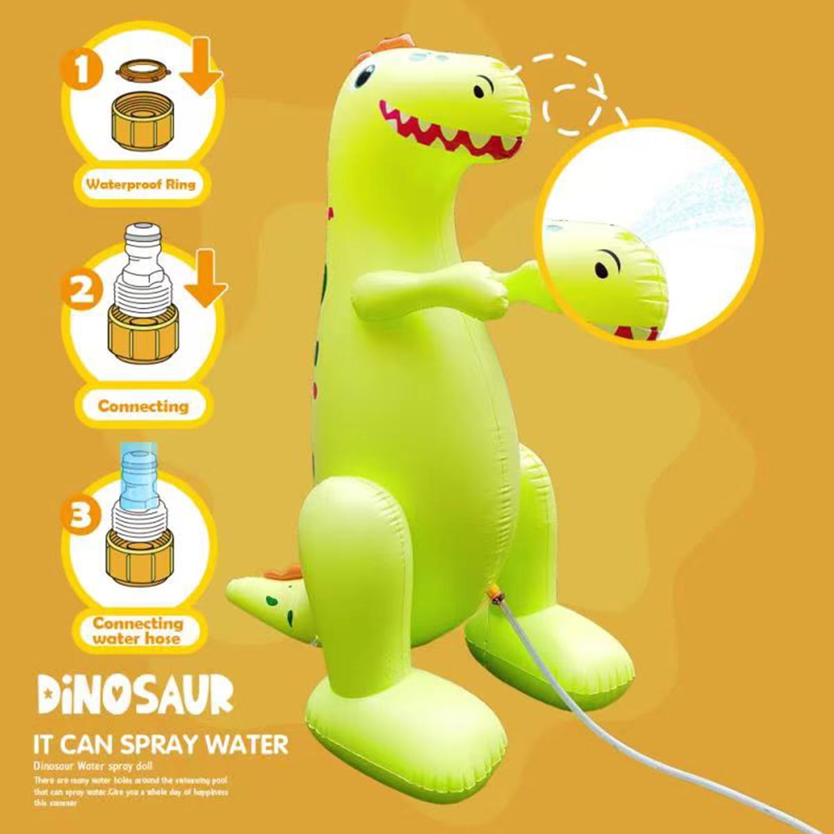 Kyoffiie Ft Tall Inflatable Dinosaur Sprinkler PVC Spouting Dinosaur ...