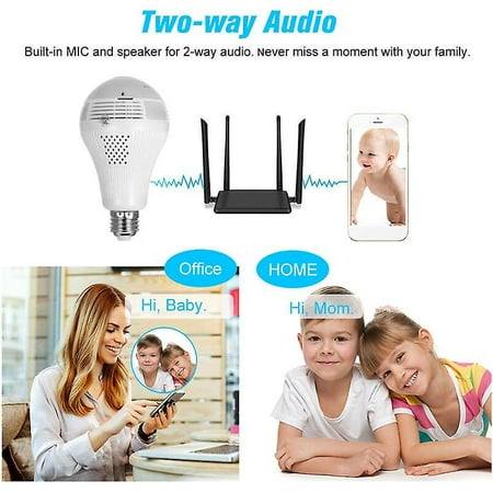 Wireless Camera 1.3mp Mini Panoramic Fisheye, Wifi 360 Degree Wireless Camera Led Bulb Ip Camera ...