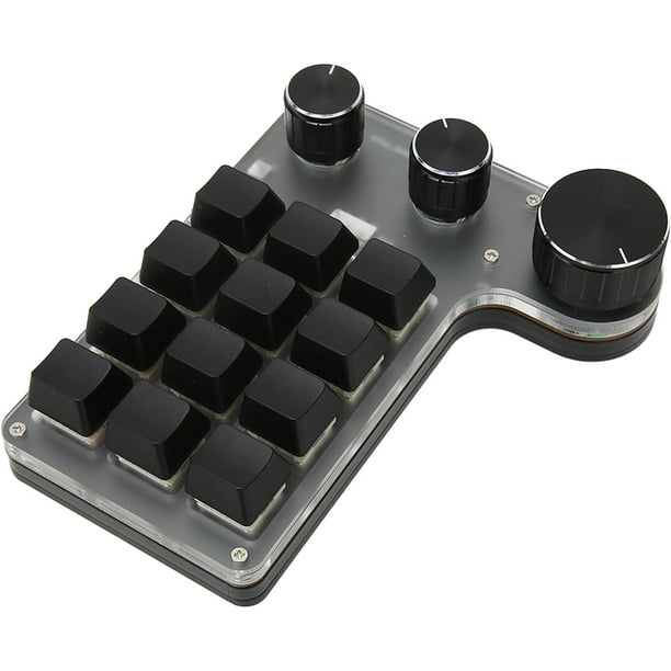 YVE Mechanical Gaming Keyboard, One Handed Macro Mechanical Keyboard, 12 Key 3 Knob Macro Keypad ...
